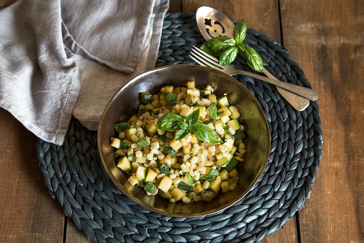 Skillet Summer Squash and Corn Recipe | MyFoodDiary